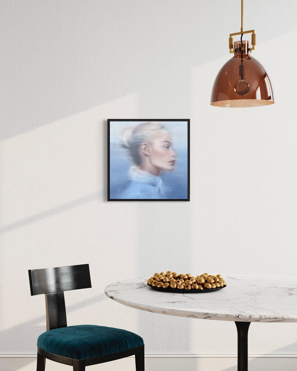 Elegant strength | lightblue painting of blonde strong woman ...